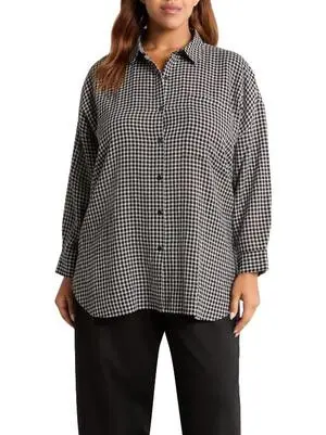 Eileen Fisher Classic Collar Long Shirt - Black