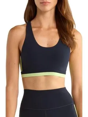 Splits59 Maci Airweight™ Colorblocked Sports Bra - Indigo/limeade
