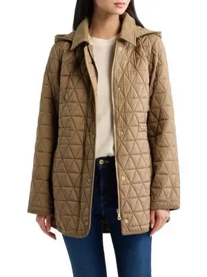 Bernardo Quilted Hooded Jacket - Shitake