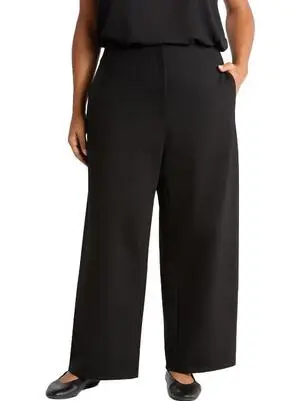 Eileen Fisher Roomy Wide Leg Ankle Pants - Black