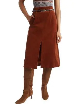 Veronica Beard Alexie Corduroy Midi Skirt - Rust