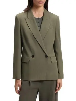 BOSS Jaleto Pinstripe Double Breasted Blazer - Tea Leaf Stripe