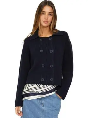 BELLE & BLOOM Make It With You Buttoned Cardigen Jacket Navy