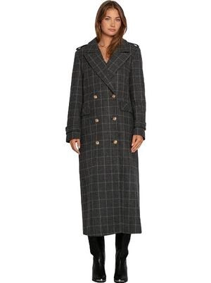BELLE & BLOOM Command Wool Blend Double Breasted Maxi Coat - Charcoal