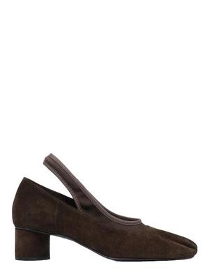 Bimba Y Lola Suede Tricot Court Shoe - Dark Brown