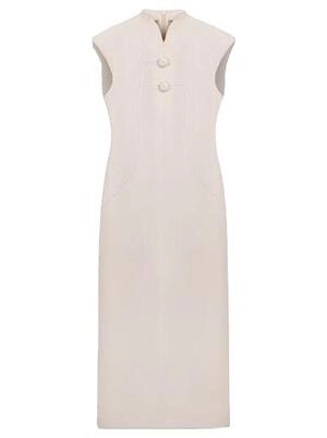 NOCTURNE Sleeveless Padded Shoulder Button Detail Maxi Dress - Ivory