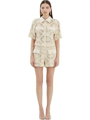 GIZIA Gizia Ecru Lace Shirt With Button Detail