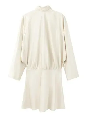 Mango Mock Neck Long Sleeve Minidress - Ecru
