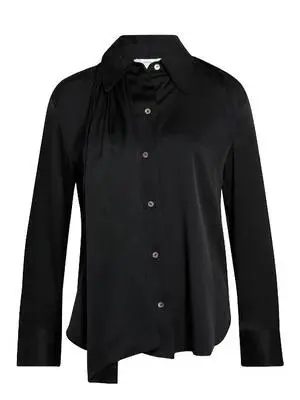Vince Scarf Detail Silk Blend Button-up Shirt - Black