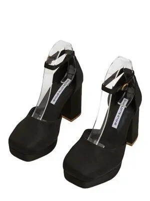 Charlotte Stone Libby Ankle Strap Platform Pumps - Black