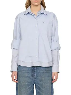 Sea Zayna Double-layer Cotton Shirt - Blue