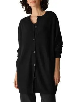 Eileen Fisher Long Wool Cardigan - Black