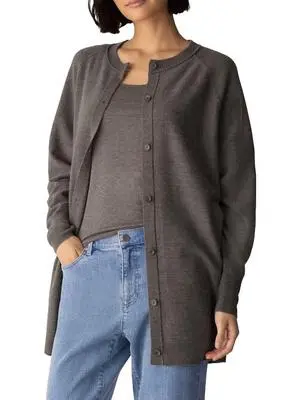 Eileen Fisher Eileen Fisher Long Wool Cardigan Cobblestone