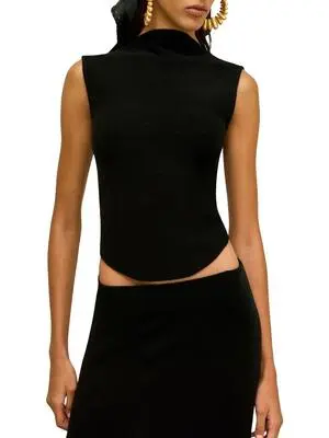 Cult Gaia Romma Mock Neck Top - Black