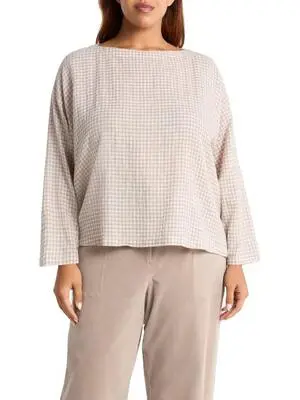 Eileen Fisher Bateau Neck Boxy Top - Plaster