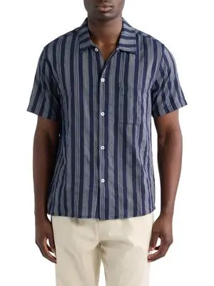 RHYTHM Harbor Stripe Button-up Shirt - Navy
