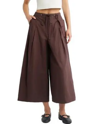 DAMSON MADDER Tatiana Drawstring Wide Leg Culottes - Choc