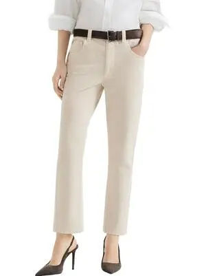 Brunello Cucinelli Dyed Denim Five-pocket Straight Trousers With Shiny Bartack Milk