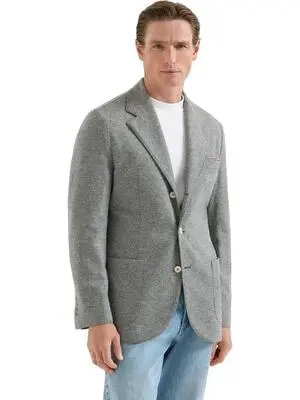 Brunello Cucinelli Cashmere Jersey Blazer With Patch Pockets - Grey