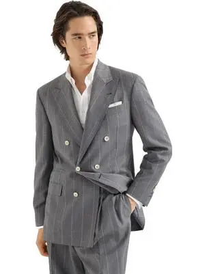 BRUNELLO CUCINELLI Virgin Wool Chalk Stripe One-and-a-half Breasted Tailor Blazer