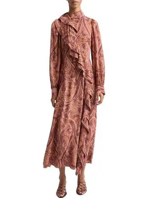 Ulla Johnson Sabrina Silk Paisley Print Midi Dress - Rosette
