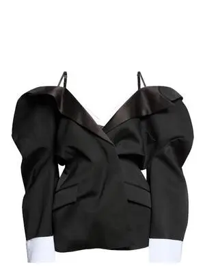 Givenchy Slashed Cold Shoulder Wool Jacket - Black