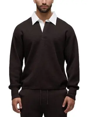 HUDSON JEANS Long Sleeve Contrast Polo