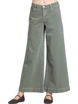 APNY Godet Wide Leg Jeans - Olive