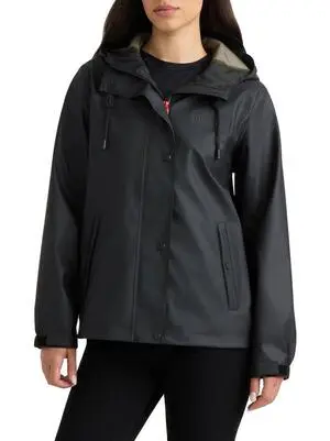 Hunter Dina Cropped Rubberized Rain Jacket - Black