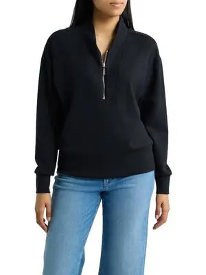 APNY Half Zip Pullover With Notched Collar - Black