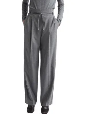 Max Mara Pleated Straight Leg Pants - Medium Grey