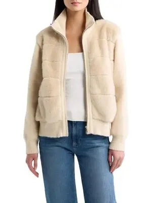 Love Token Celia Faux Fur Jacket - Beige