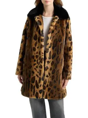Love Token Imani Faux Fur Coat - Leopard