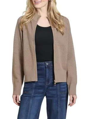 APNY Mesh Pointelle Zip-up Sweatshirt - Bronze