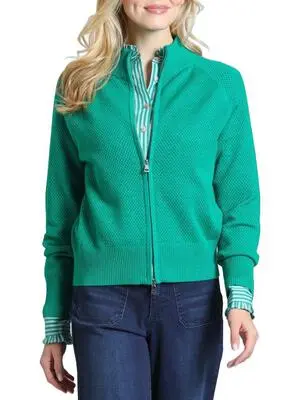 APNY Mesh Pointelle Zip-up Sweatshirt - Emerald