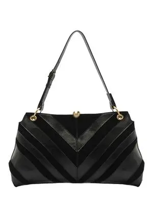 AREZZO Aurora Medium Leather Shoulder Bag - Black
