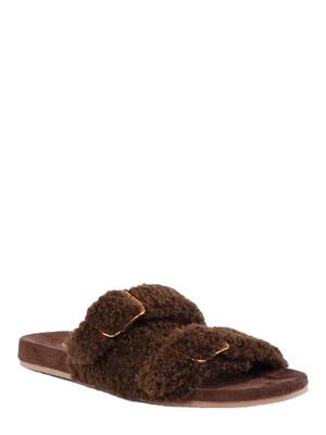 Seychelles Faux Fur Slide Sandals - Brown