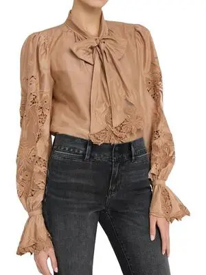 KOBI HALPERIN Valerie Embroidered Cotton & Silk Shirt
