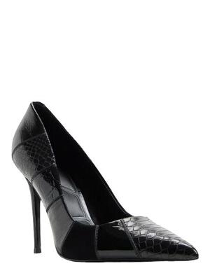 Aldo Stasyamix Croc Embossed Faux Leather Stiletto Pumps - Black