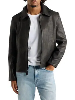 SCHOTT Vegetable Tanned Lambskin Leather Mechanic Jacket - Black