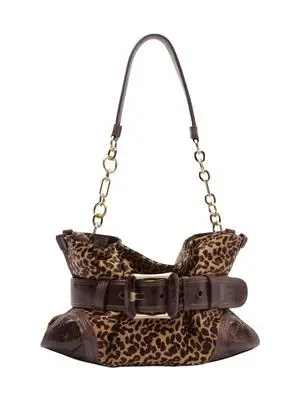 AREZZO Riley Small Leather Shoulder Bag - Leopard