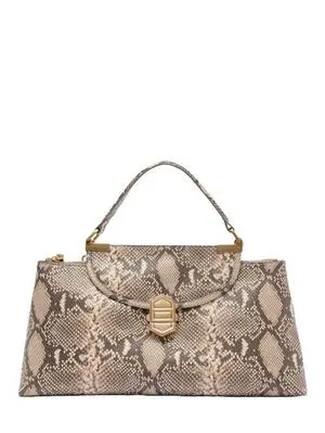 AREZZO Everly Medium Embossed Leather Satchel - Snake