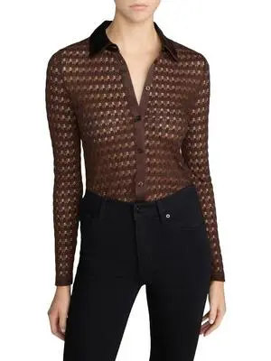 FRAME Bubble Stitch Button-up Shirt - Chestnut