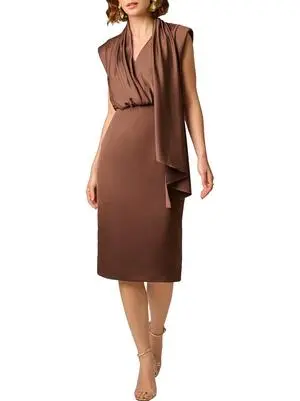 Aidan Mattox Satin Midi Dress - Espresso