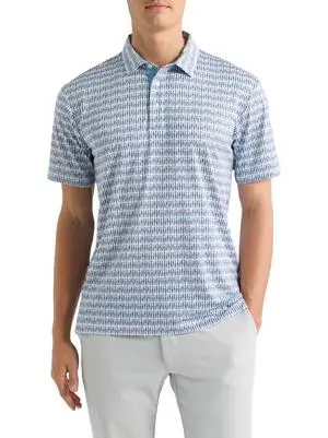 SWANNIES Sardine Print Performance Golf Polo - Sky