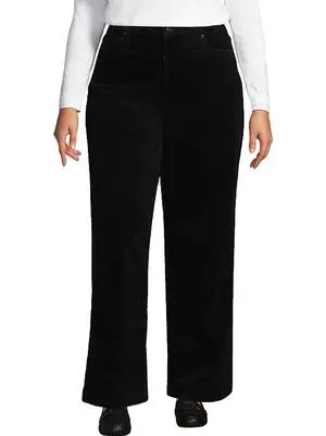 LANDS' END High Rise Wide Leg Corduroy Pants - Black