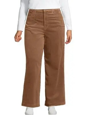 LANDS' END High Rise Wide Leg Corduroy Pants - Maple Toffee