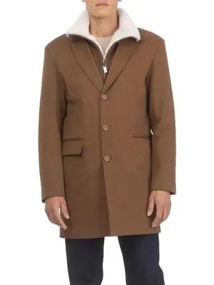 GORSKI Wool Short Coat Crafted From Loro Piana With Genuine Shearling Trim