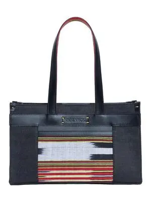 K'AI & VROSI Leather & Canvas Tote Bag - Black