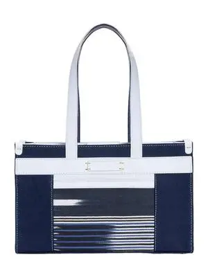 K'AI & VROSI Leather & Canvas Tote Bag - Navy